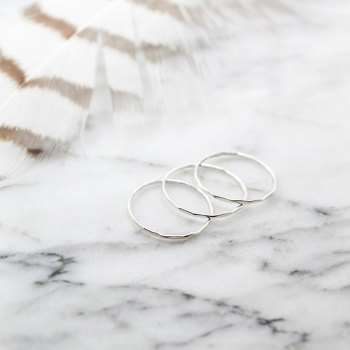 Sterling Silver Thin Hammered Stacker rings trio (3) size 5 – crystalrosedesign